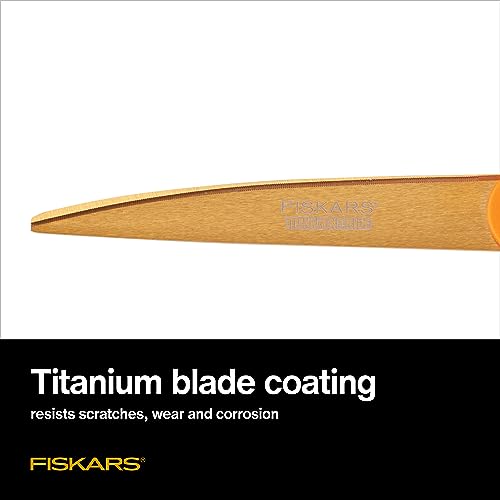 Fiskars 9 Inch Serrated Titanium Nitride Shop Shears (12-96536984),Orange