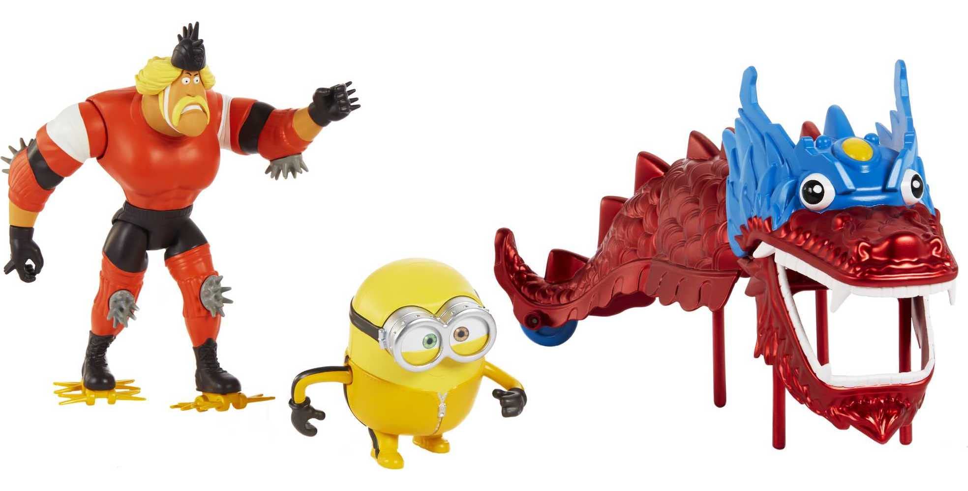 Mattel Minions Story Pack with 2 Action Figures & Accessories, Double Dragon Toy Set with Bob, Svengeance & Dragon with Working Head
