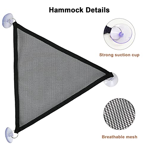 Lucky Interests 6 pcs Reptile Hammock Lounger, Lizard Hammock with Strong Suction Cup Triangle Bearded Dragon Lounger for Iguanas Geckos Lizards Anoles Snakes with 6 Reptile Food Bowl (Green, Black)