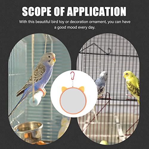 POPETPOP 2Pcs Bird Mirror Parrot Hanging Swing Mirror Toys Bird Interactive Playing Toy for Chicken Cockatiel Parakeets Canaries Budgie Cage Accessories
