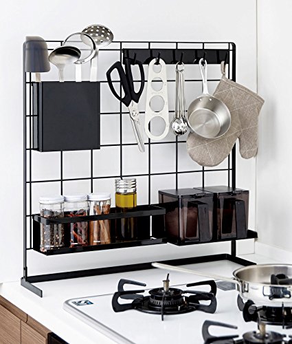 Yamazaki Home Grid Panel Organizer and Accessories-Wall Storage Decor, One Size, Black