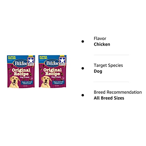 Bil-Jac Dog Treats - Original Recipe Chicken Liver Soft Puppy Training Treat Rewards, 20oz Resealable Double Zipper Pouch (2-Pack)
