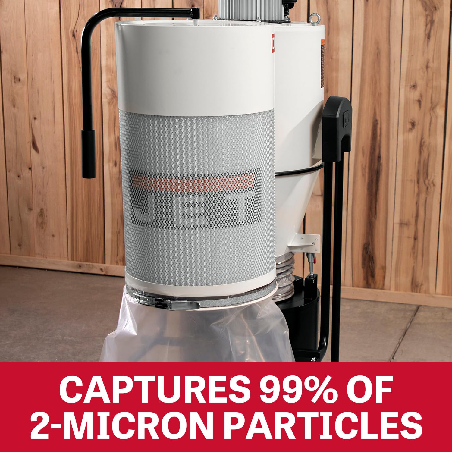 JET Cyclone Dust Collector, 2-Micron Filter, 1-1/2 HP, 1Ph 115V (Model JCDC-1.5)
