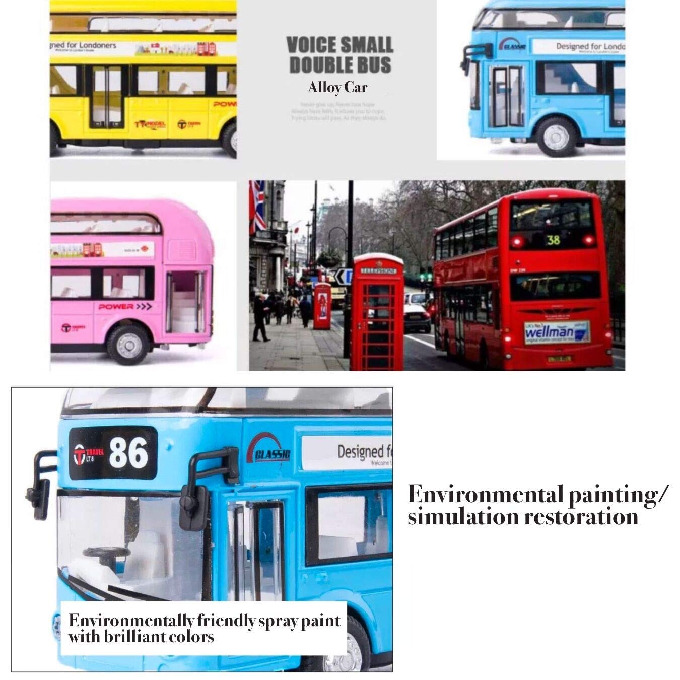 Children's Double Decker Bus Toy London Bus Model, Boy Toy Car Alloy Bus Model (Size : London Bus)