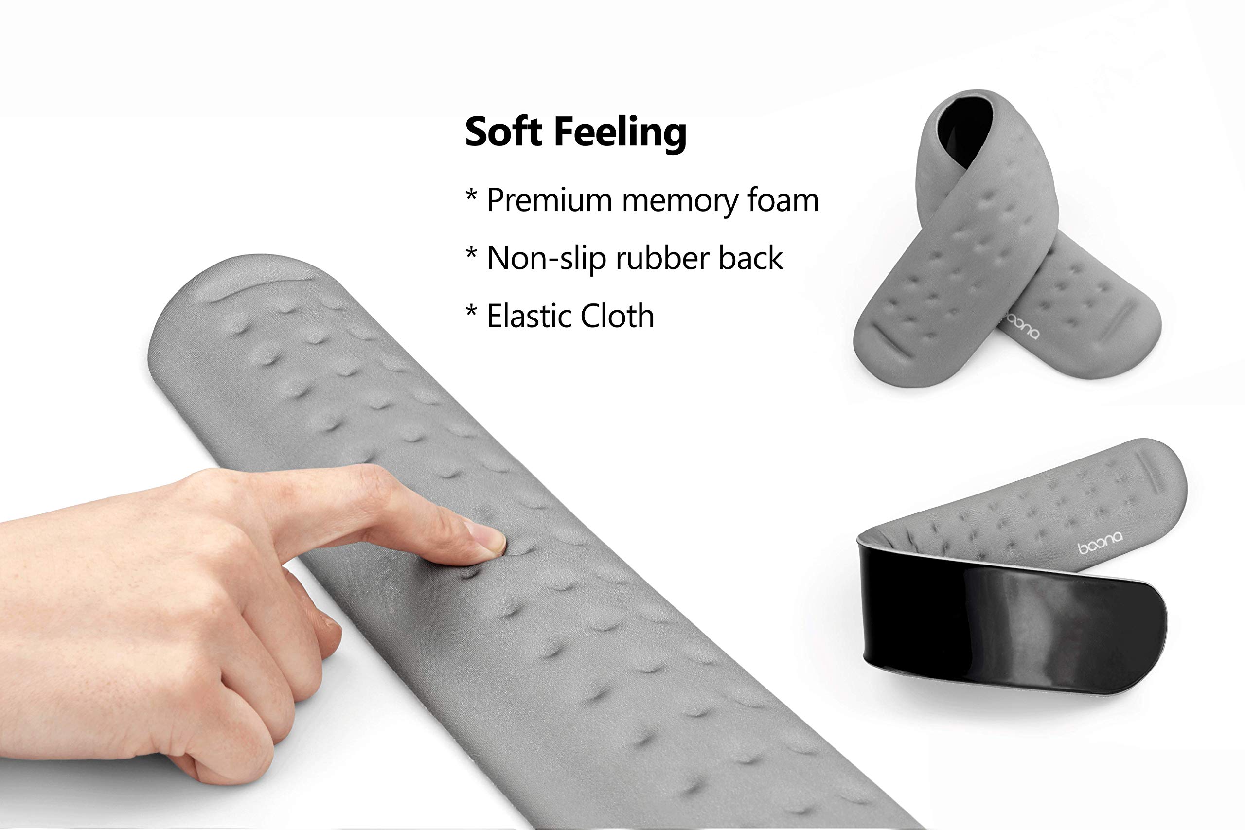 BOONA Memory Foam Keyboard Wrist Rest Pad and Mouse Rest Support for Easy Typing & Pain Relief - Comfy Design for Office, Home Office, Laptop, Desktop Computer, Laptop, Mac, Gaming (Black L+S)