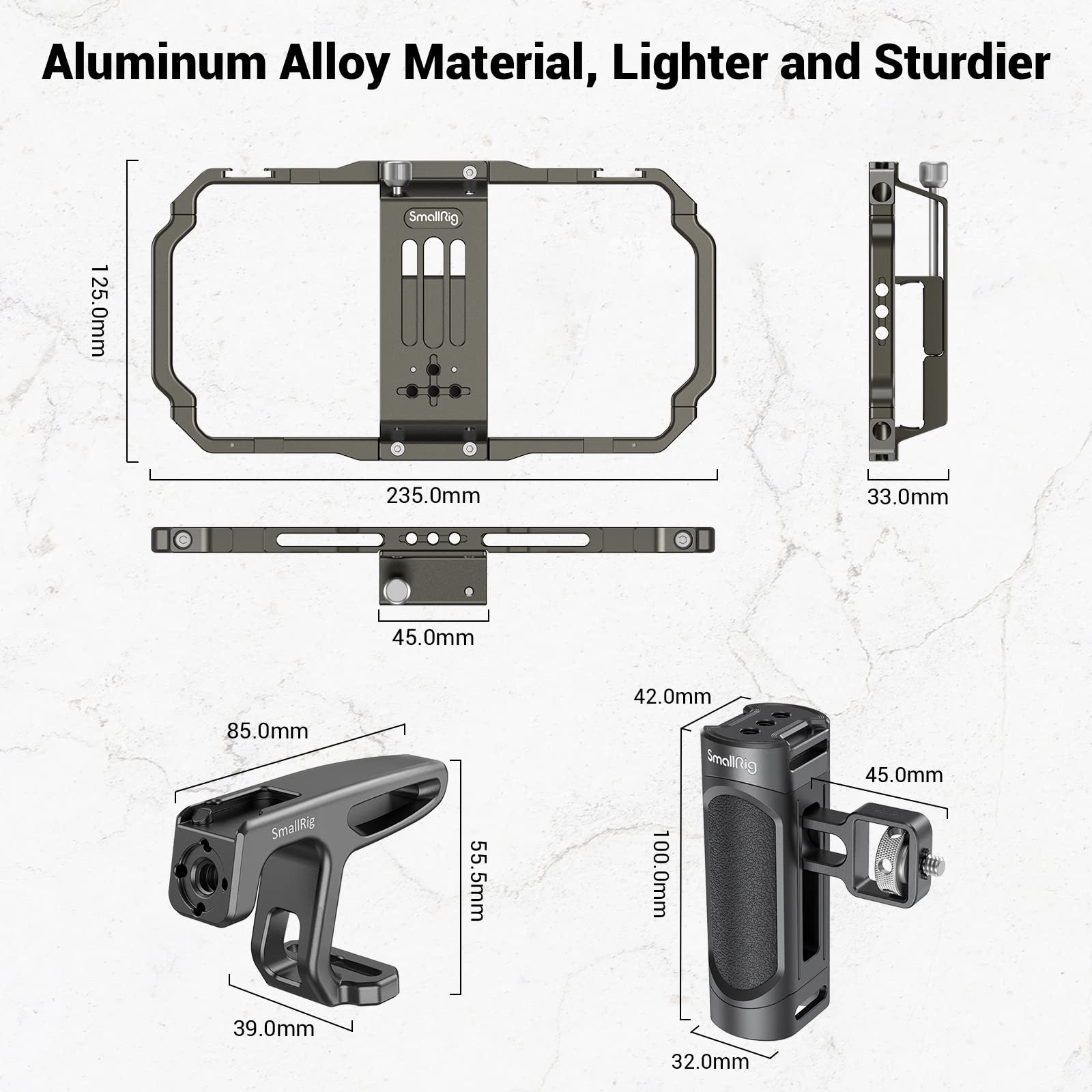 SmallRig Universal Phone Video Rig Kit for iPhone 16 15 14 13 12 Pro Max, Aluminum Handheld Phone Cage with Handles, Video Stabilizer Rig for Vlog Videography Live Streaming