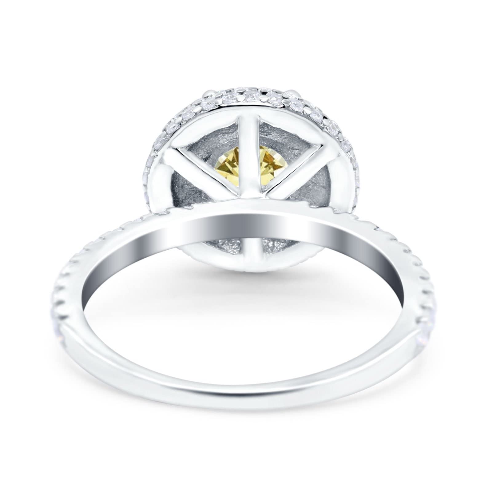 Blue Apple Co. Simulated Yellow CZ Size-8 Halo Art Deco Wedding Engagement Bridal Ring Round CZ 925 Sterling Silver