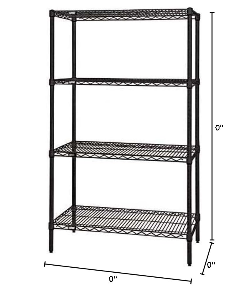 Quantum Storage Systems WR54-2460BK Starter Kit for 54" Height 4-Tier Wire Shelving Unit, Black Finish, 24" Width x 60" Length x 54" Height