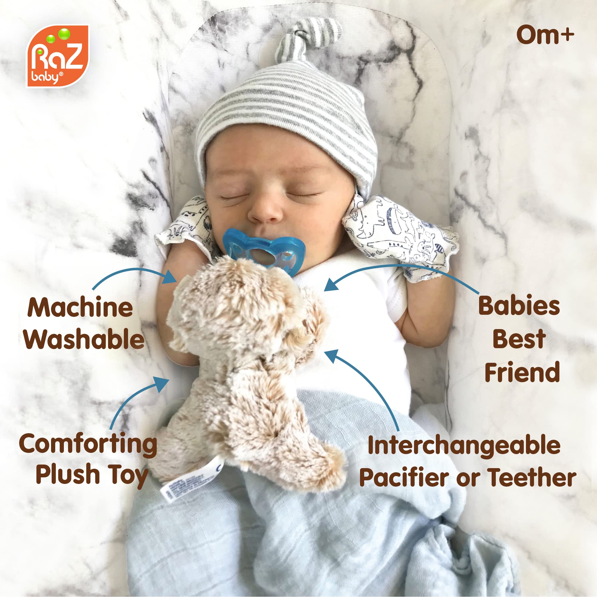 RaZbaby RaZbuddy RaZberry Teether/Pacifier Holder w/Removable Baby Teether Toy - 0M+ - Bpa Free (Sloth)