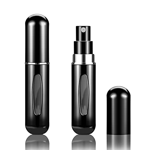 Fivexing 2Pcs Refillable Perfume Atomizer Bottles,Portable Mini Separate Perfume Bottle,Travel and Outings Spray Boxes Dispensers 5ml/0.2oz (Black)