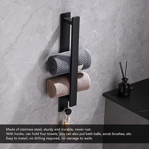 Mothinessto Bath Towel Storage Rack Durable Seamless Black Sturdy Towel Holder for Bathroom