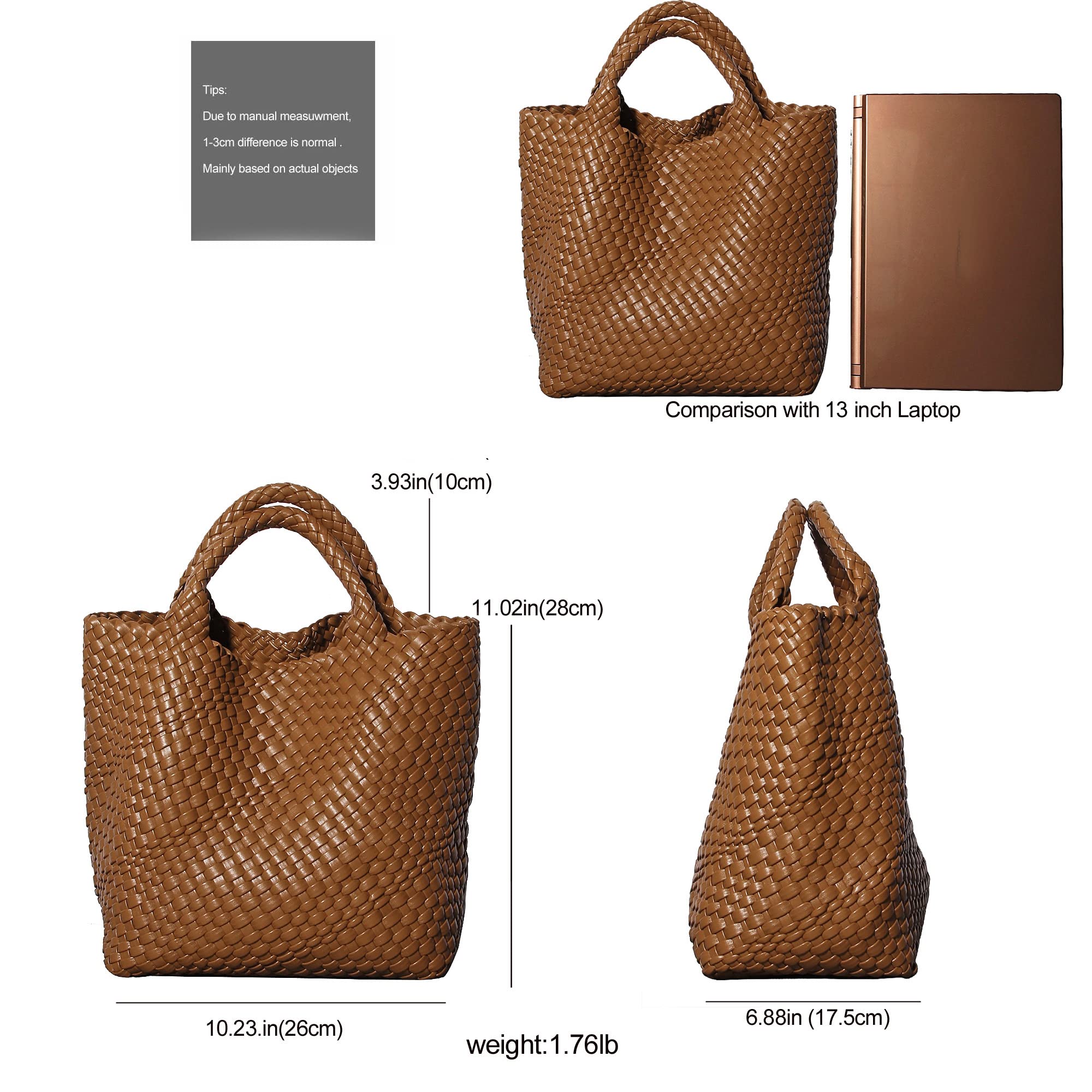 BZXHVSHA Women's Tote Bag Large Capacity Handbags And Purse For Ladies (Brown)