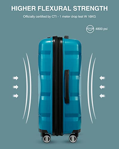 LUGGEX Blue 24 Inch Expandable Luggage with Spinner Wheels - Lightweight Checked Luggage - Effortless Vacation Mobility (Teal Suitcase)