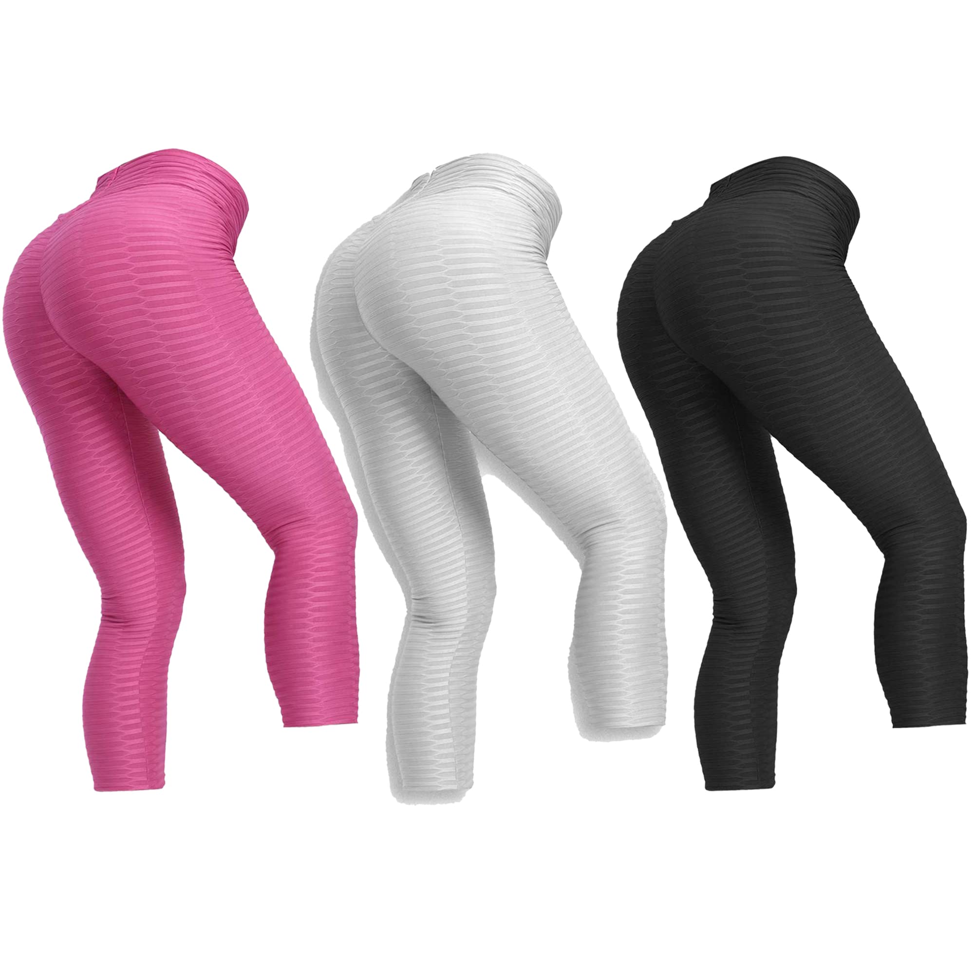 C CRUSH ORIGINAL TIK Tok Butt Lifting Workout Leggings for Women 3 Pack Honeycomb Textured Yoga Booty Pants