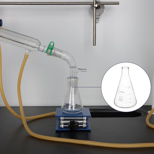 Labasics Glass Narrow Mouth Erlenmeyer Flask, Borosilicate Glass Heavy Wall Flask with Heavy Duty Rim, 250 ml