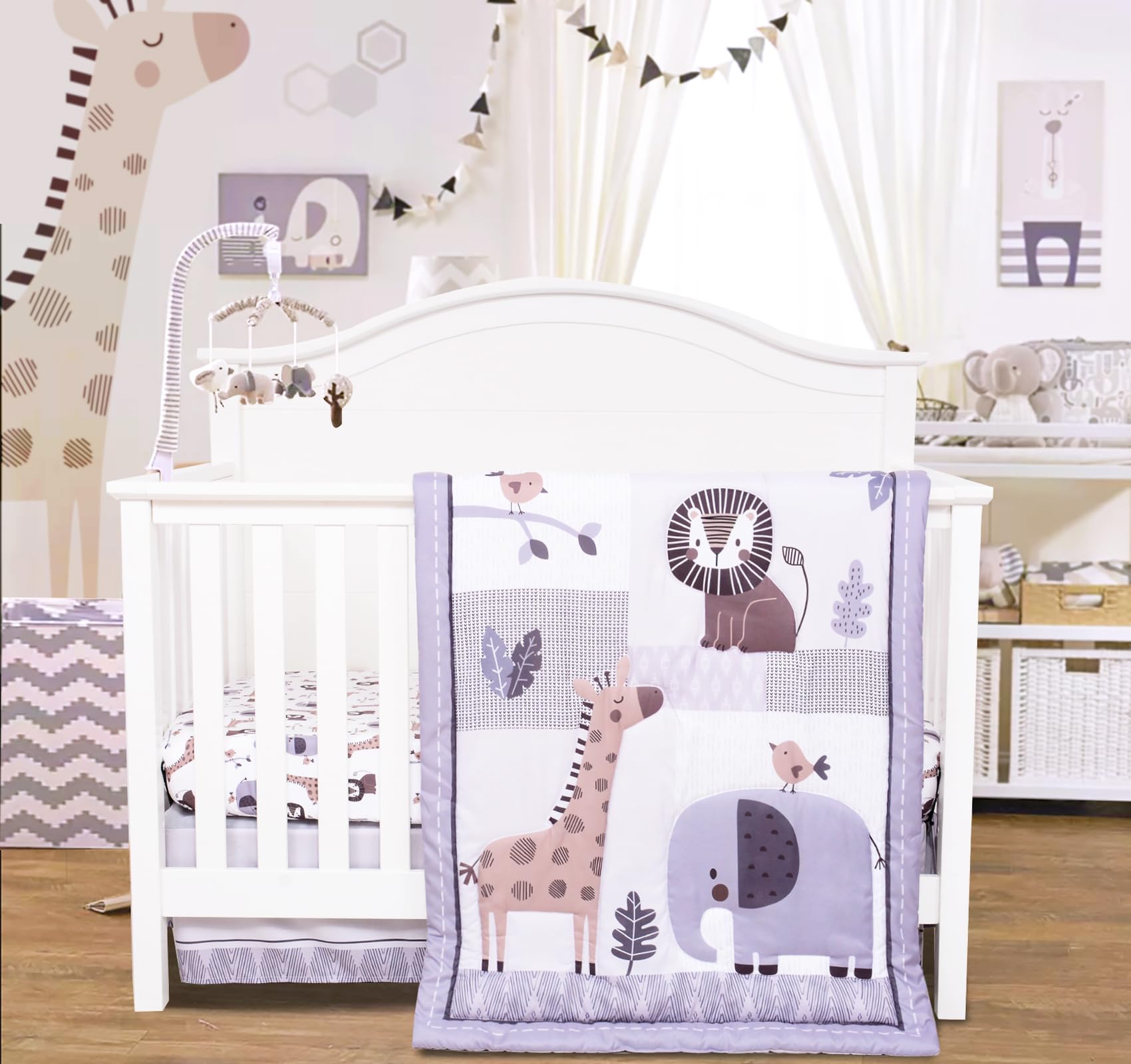 Cloele Baby Boy Crib Bedding Set 4 Piece Space Baby Comforter Bed Set Includes Crib Skirt Crib Quilt Fitted Sheet Toddler Pillowcase - Rocket Soft Nursery Bedding Set for Boys
