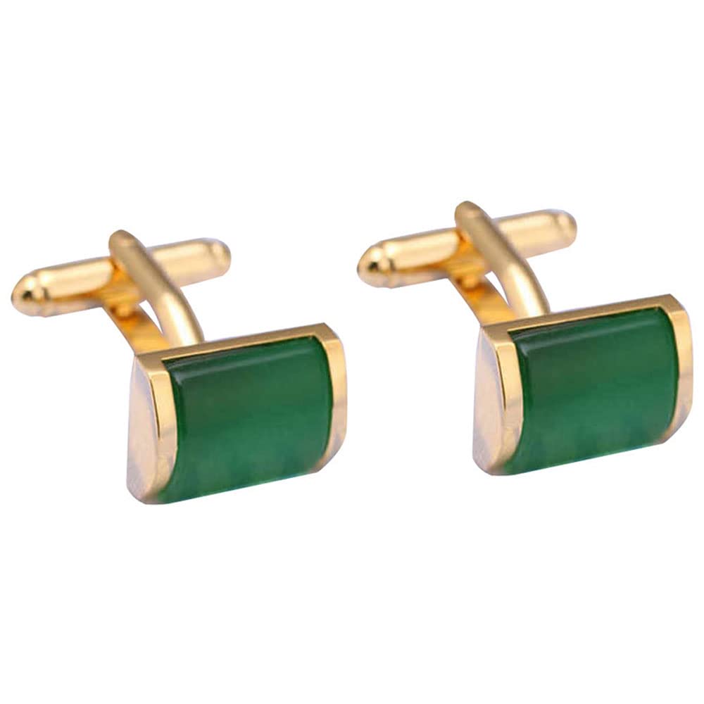 Cufflinks Men's Cufflinks Creative Cufflinks Shirt Cufflinks Emerald Opal Cuff Studs Gold Cuffs Cufflinks for Every Occasion (Cufflinks Box Included)