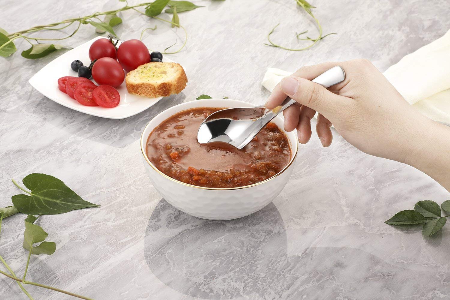 COMIART Stainless Steel Soup Spoon, Coffee Spoon, Table Spoon,Thick Heavy Weight for Home, Kitchen or Restaurant, Set of 6 (Soup Spoon)
