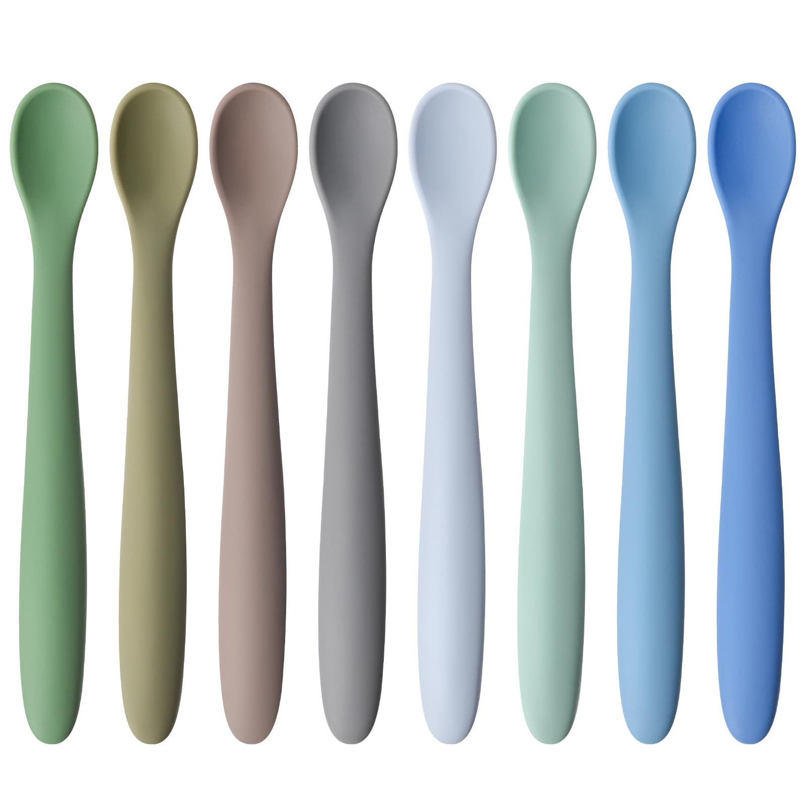 HAKSEN 8PCS Silicone Feeding Spoons, Baby Spoons Training Spoons Silicone Baby Utensils Infant Spoons for First Stage Baby and Parents