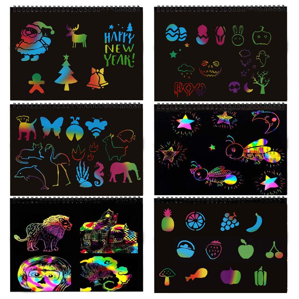 MBJRFU Scratch Art Books for Kids Rainbow Scratch Paper for Best Gifts