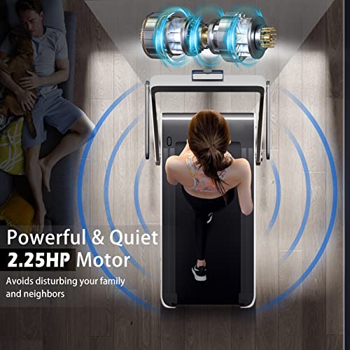 Goplus 2 in 1 Under Desk Treadmill, 2.5HP Superfit Folding Treadmills for Home Office w/Smart APP, Remote Control, LED Display, Bluetooth Speaker, Foldable Walking Jogging Machine (White)