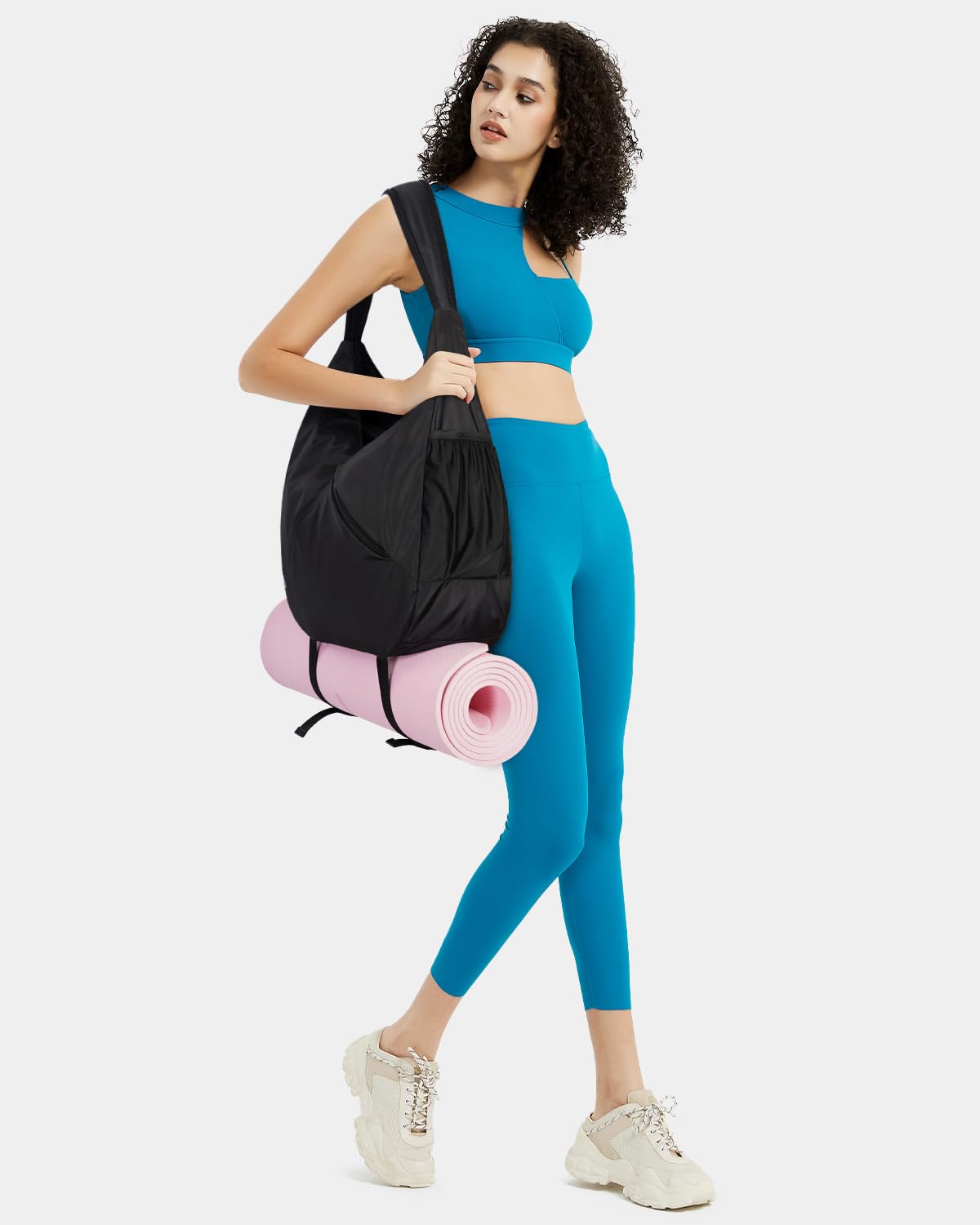 Ceneda Women's Gym Duffel with Hidden Yoga Mat Holder, Shoe Compartment & Wet Pocket - For Travel, Workout, Dance