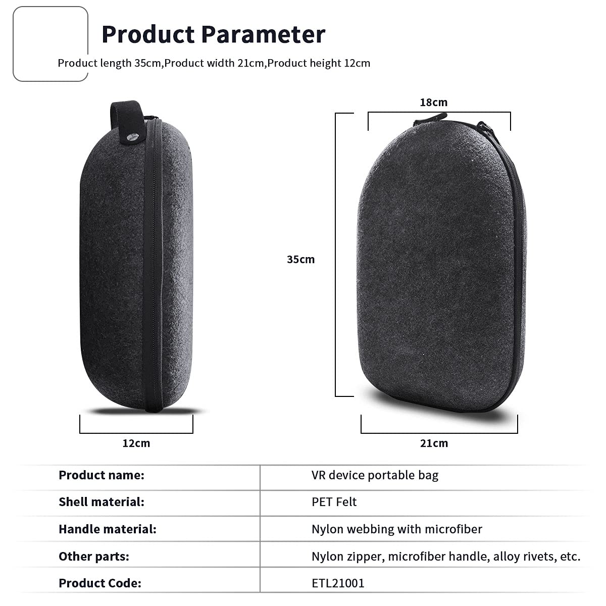 Carrying Case for Quest 2, Hard Protective Cover Storage Bag Carrying Case for VR Headset Suitable for Travel and Home Storage