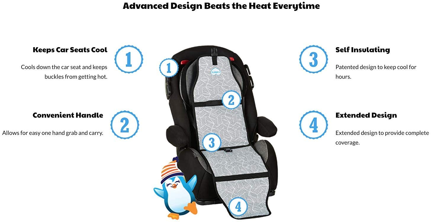 Carats Car Seat Cooler for Baby with COOLTECH ™ - Baby Car Seat Cooling Pad (Dino Grey)