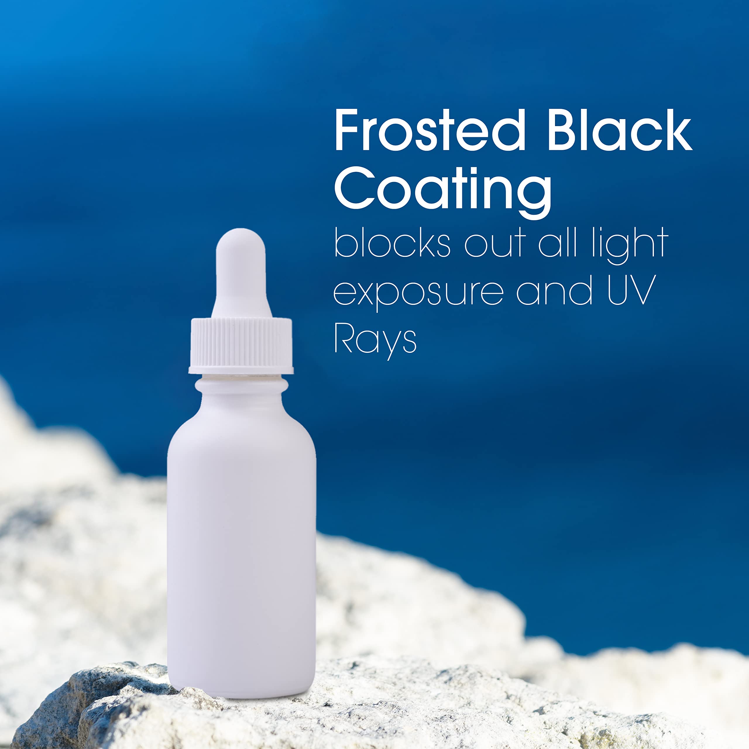 Focus Nutrition 12 Pack White Coated Boston Round Essential Oils Aromatherapy Glass Bottles Jar With White dropper cap, 1oz