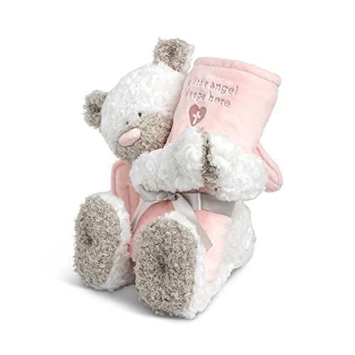 DEMDACO Guardian Angel Pink Polyester Ultra Soft Plush Bear and Receiving Blanket Set of 2
