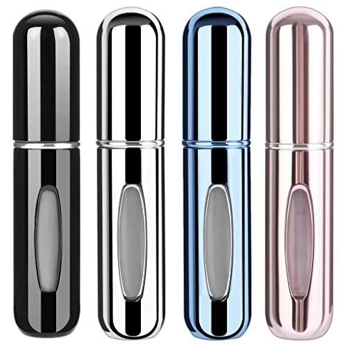 KJHD Portable Mini Refillable Perfume Atomizer Bottle, Refillable Perfume Spray, Atomizer Perfume Bottle, Scent Pump Case for Traveling and Outgoing, 5ml Multicolor Perfume Spray (4 pcs)
