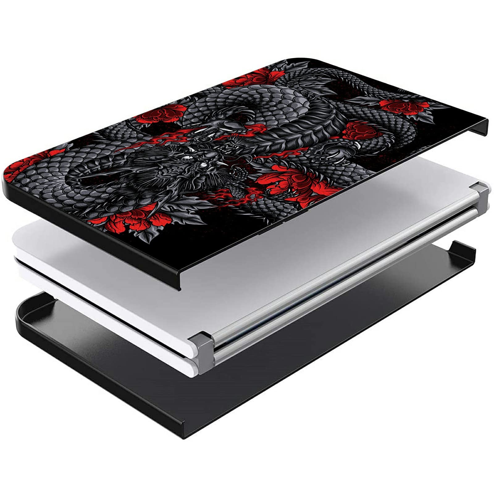 BWEGRHE Dragon Roses Designed for Microsoft Surface Duo 2 Case, Full Cover Ultra Thin PU Leather Back Hard PC Phone Case for Microsoft Surface Duo 2 2nd 2021