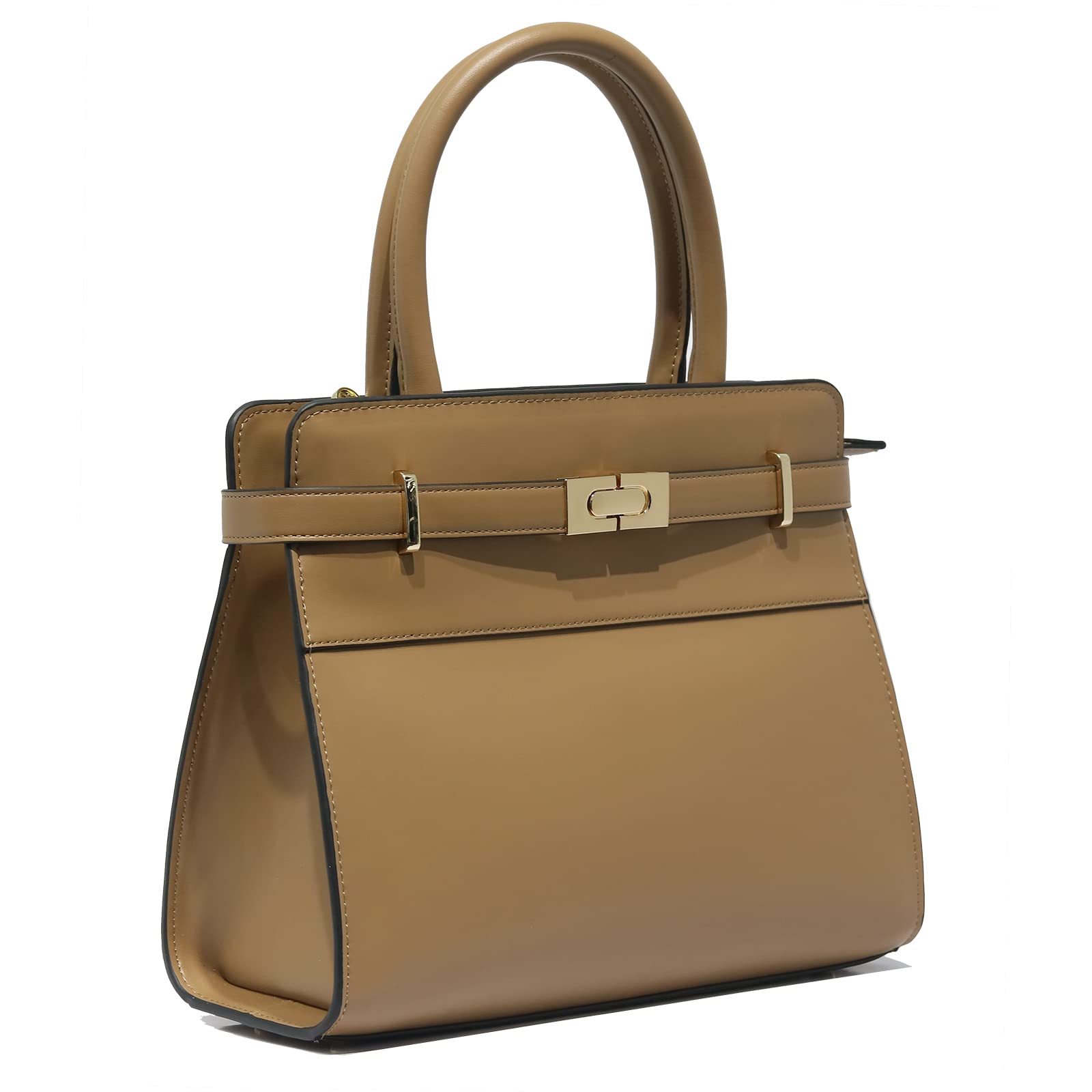 Chinllo Womens Top-Handle Handbag Every day Satchel Leather Purse Crossbody Bag with Long Detachable Strap(Brown)