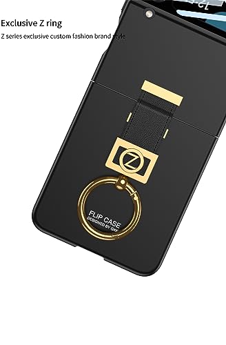 phone flip case Slim Case Compatible with Samsung Galaxy Z Flip 3 Case with Outer Screen Protector Case,Thin Hard PC Case Fashion Protective Case with Built-in Metal Ring phone screen protection ( Col