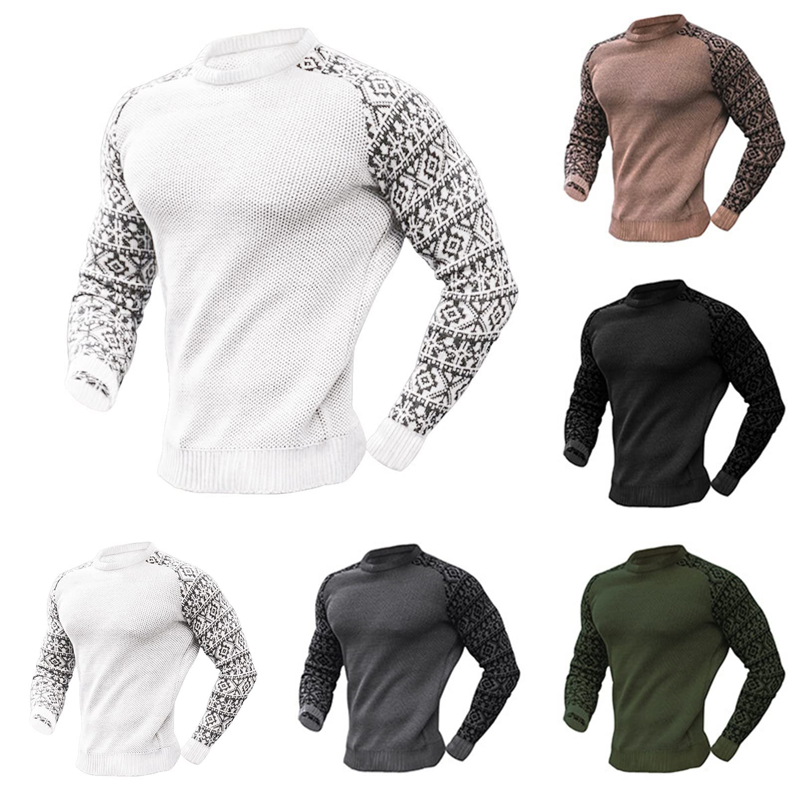 Cot-Oath Men's Fashion Knit Pullover - Lightweight Long Sleeve T-Shirt Crew Neck Casual Waffle Top Darkgrey