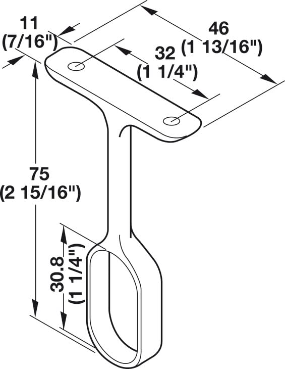 Center Support for Oval Closet Rod - Chrome