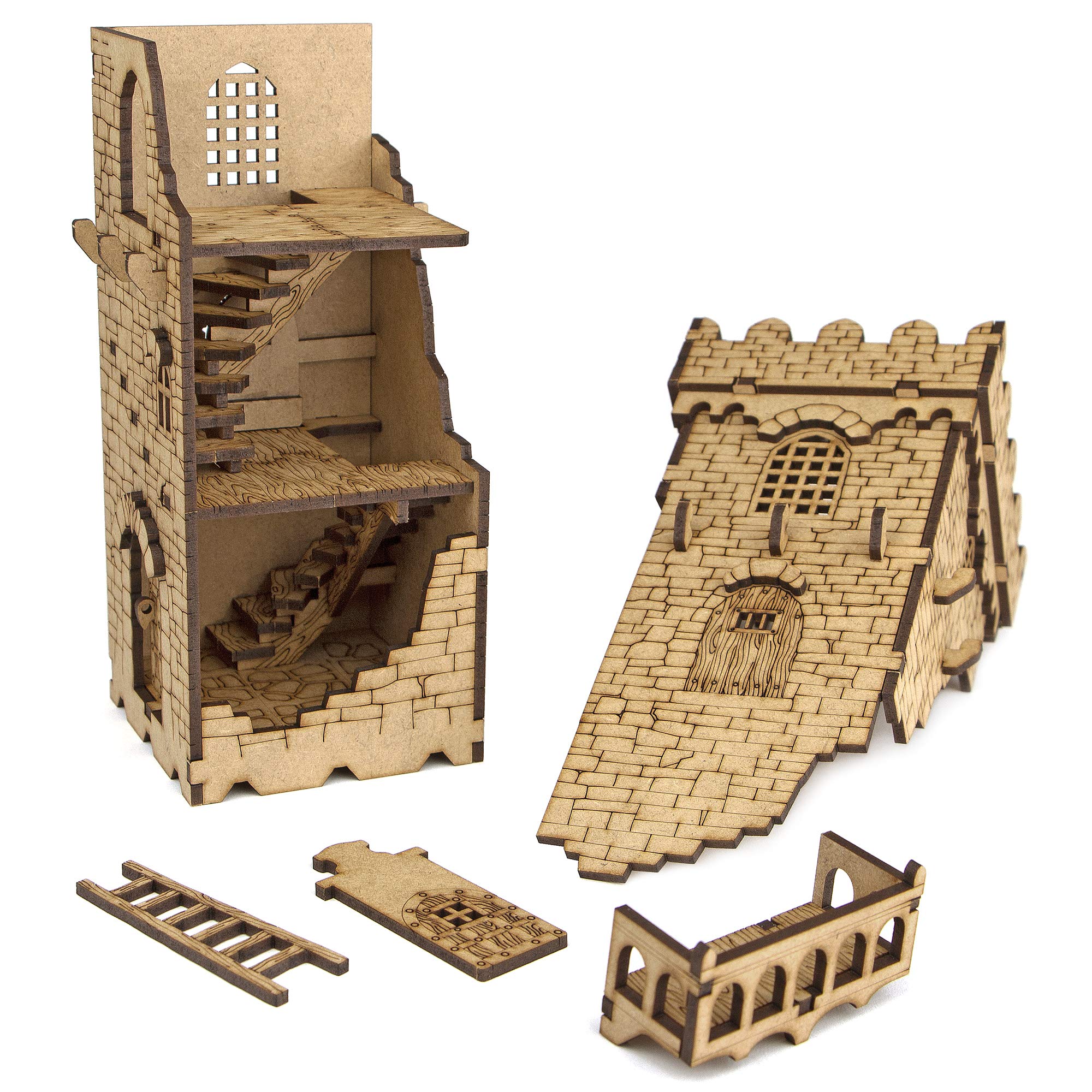 TowerRex 3D Modular Battle Map D&D Terrain Prison Buildings - DND Accessories, Set for Dungeons & Dragons, Pathfinder, Warhammer, Tabletop Battle mat Grid, Wargaming Terrain for 32mm 28mm Miniatures
