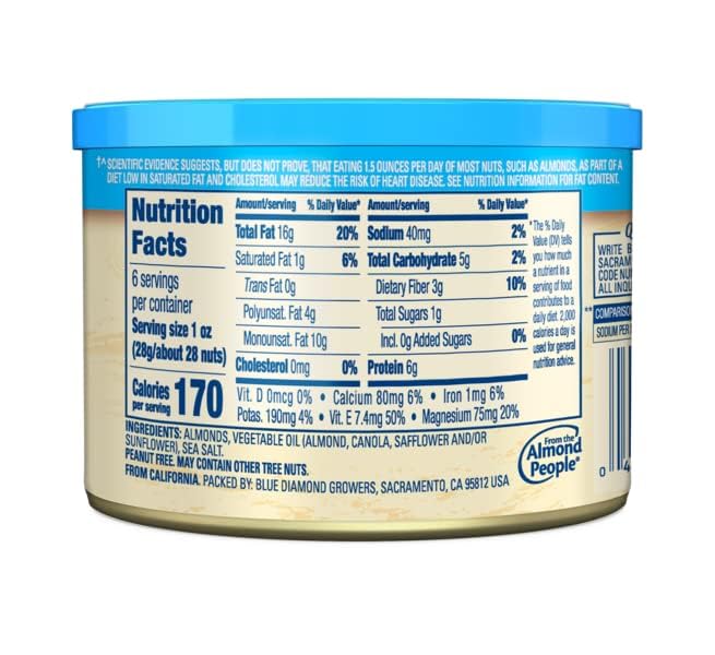Blue Diamond Almonds, Lightly Salted, Low Sodium, 6 Ounce