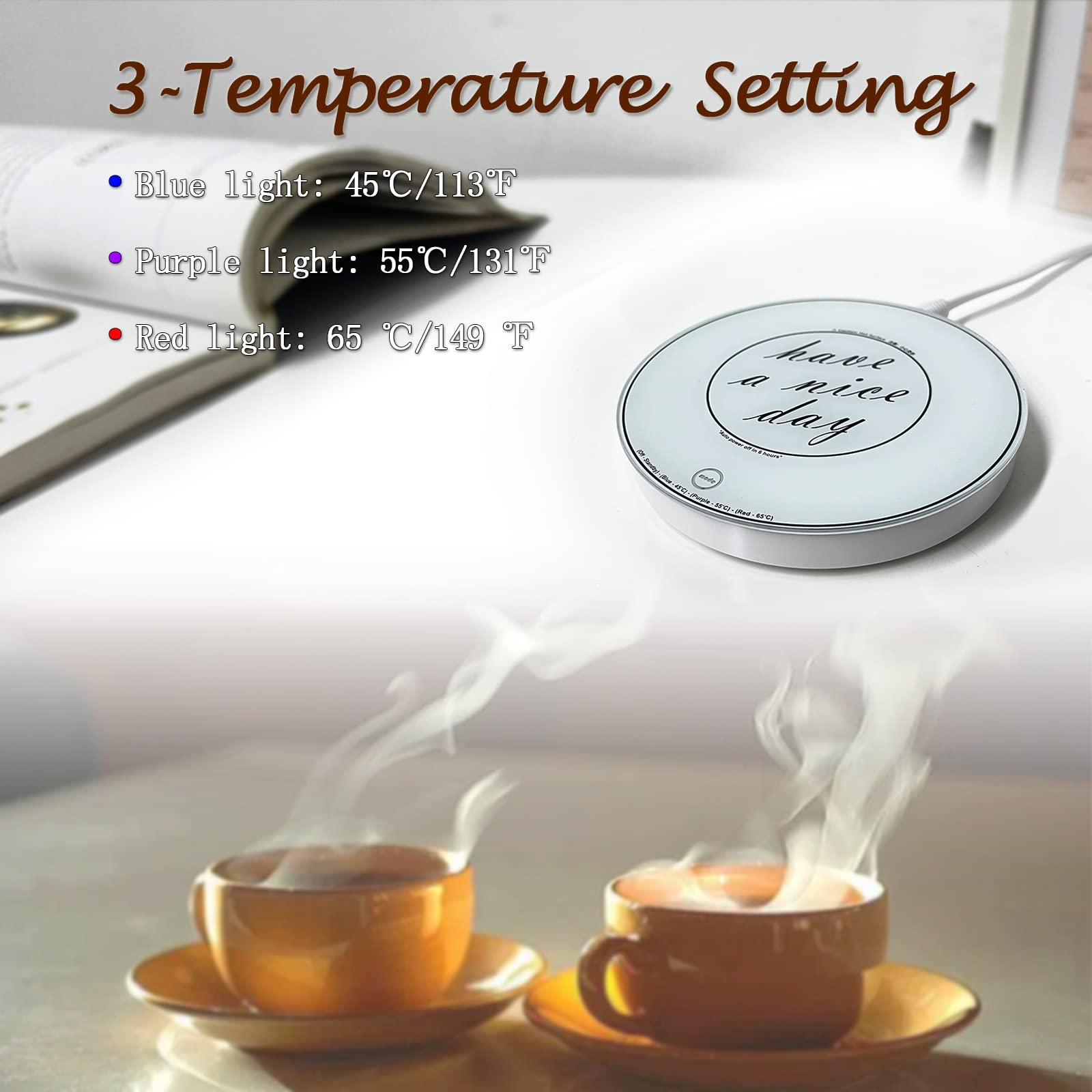 Coffee Warmer, Candle Warmer, Coffee Cup Warmer for Desk, Beverage Warmer for Keep Coffee Milk Tea Hot, Christmas Coffee Gifts(White)