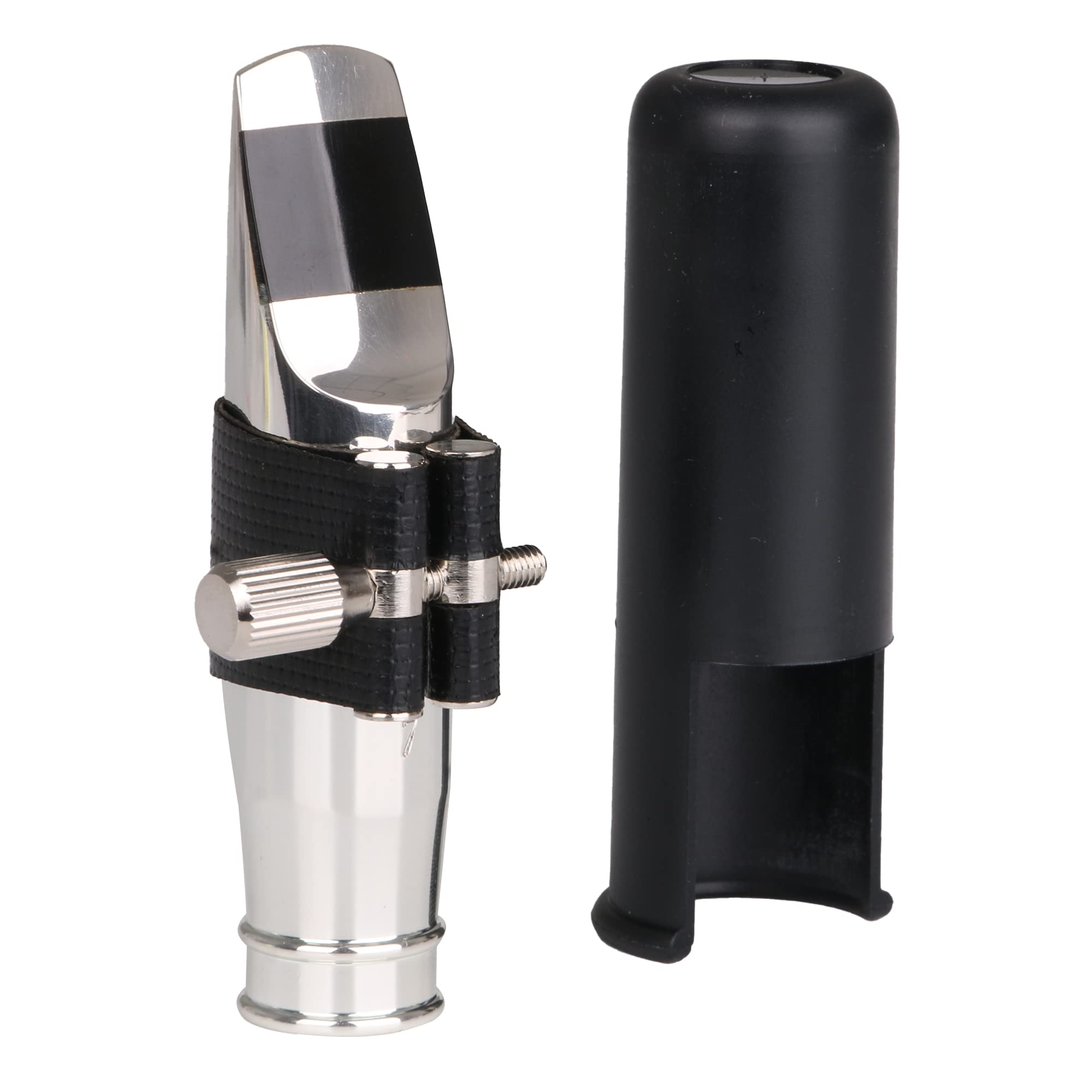 Yibuy Silver Jazz E-flat Alto Saxophone Mouthpiece 7# PU and Leather Cap 90 x 36 mm