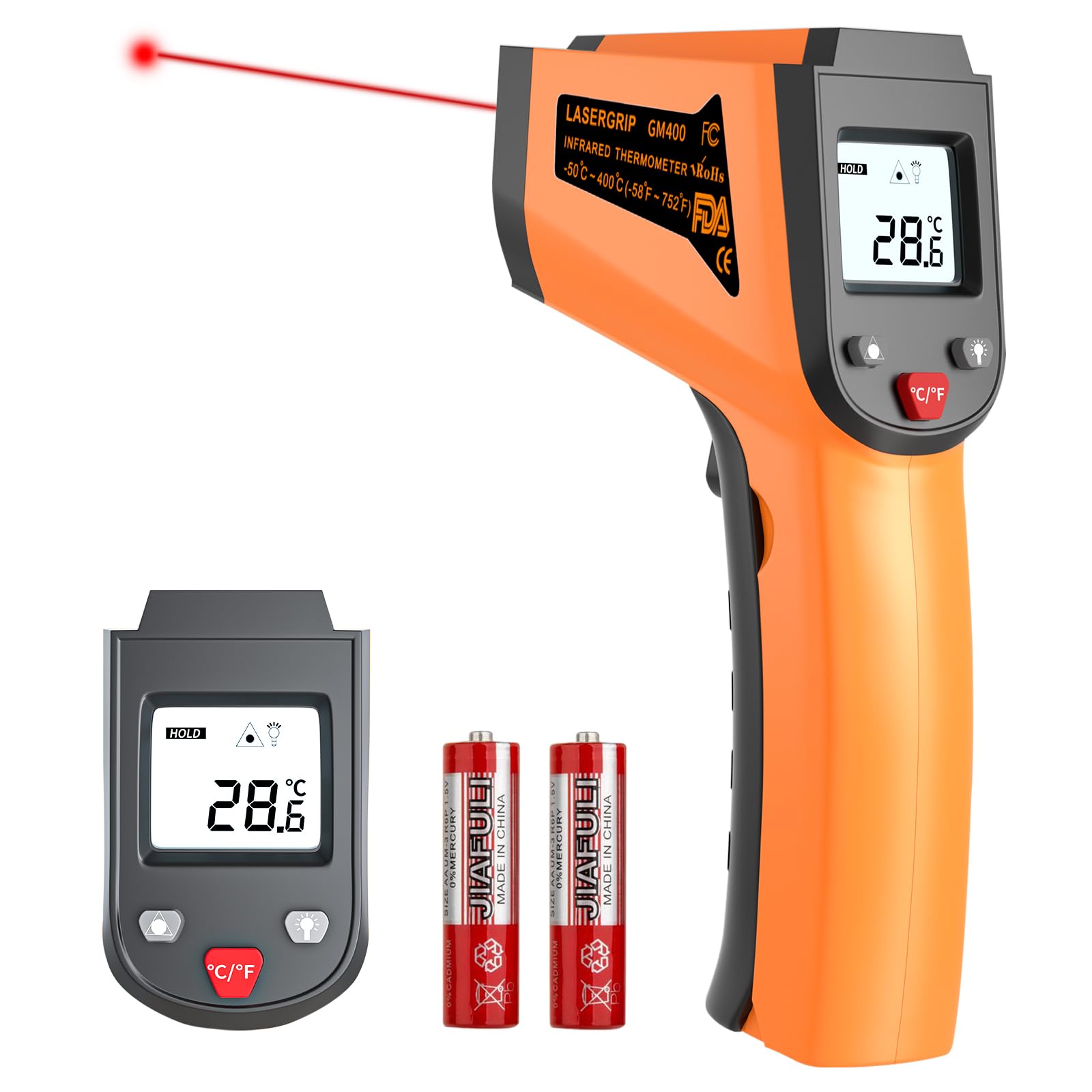 Digital Infrared Thermometer Gun Non-Contact Grip Infrared Laser Thermometer Temperature Gun -58â~ 752â for Instant Read Meat Digital Kitchen Thermometer for Cooking Oil Deep Fry BBQ