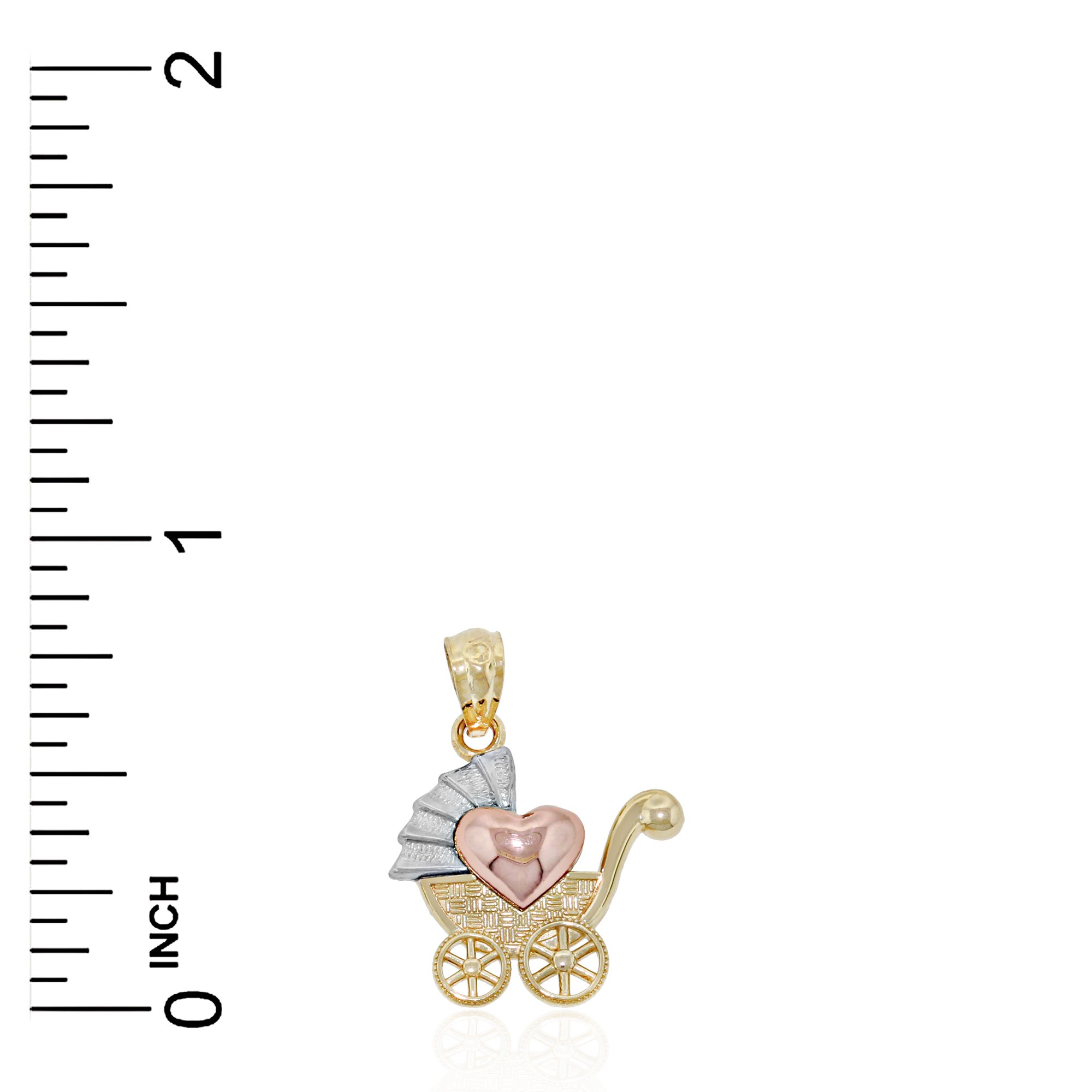Charm America - Gold Baby Carriage Charm - 14 Karat Solid Gold