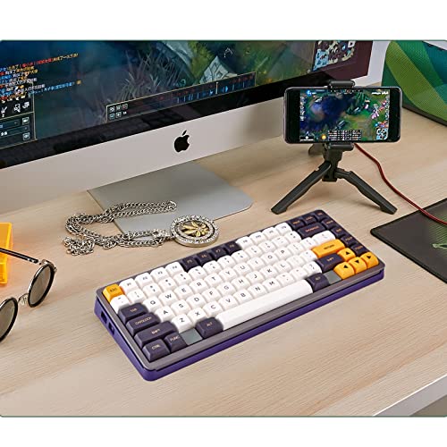 DRAOZA 84 keys Custom DIY Gaming Mechanical Keyboard Kit, Aluminum Metal CNC Shell, RGB Hot Swap 3pin/5pin Switch, Programmable Triple Mode Bluetooth 5.0/USB-C Wired/2.4GHz Wireless(Purple+Grey)