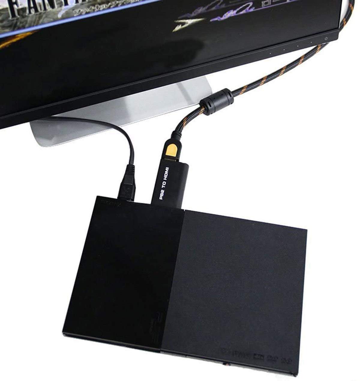 TIZOPO PS2 to HDMI Converter Adapter,PS2 to HDMI Converter with 3.5mm Audio Output for HDTV HDMI Monitor Supports All PS2 Display Modes