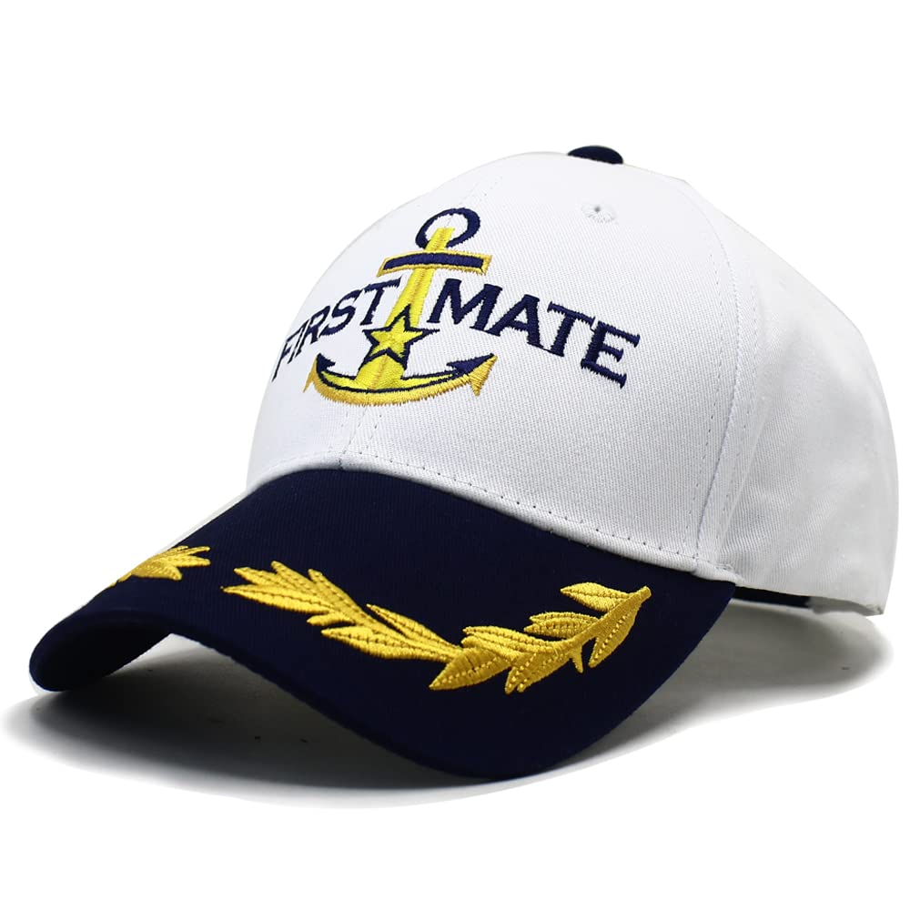 Blue Embroidered Adjustable First Mate Matching Skipper Boating Baseball Caps Nautical Marine Sailor Navy Hats (First Mate)