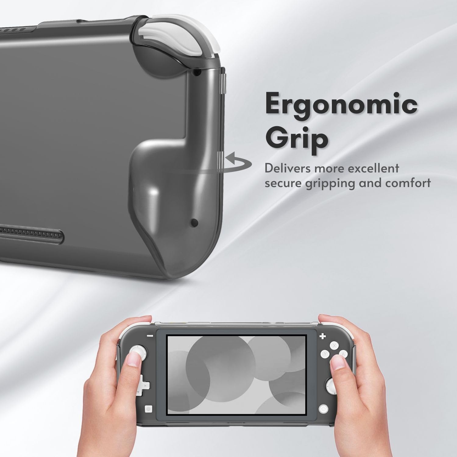 TNP Clear Protective Case for Nintendo Switch Lite - Switch Lite Protective Case with Ergonomic Grip - Hard, Lightweight, Slim, Protective Case for Nintendo Switch Lite Hard Case, Shadow Grey