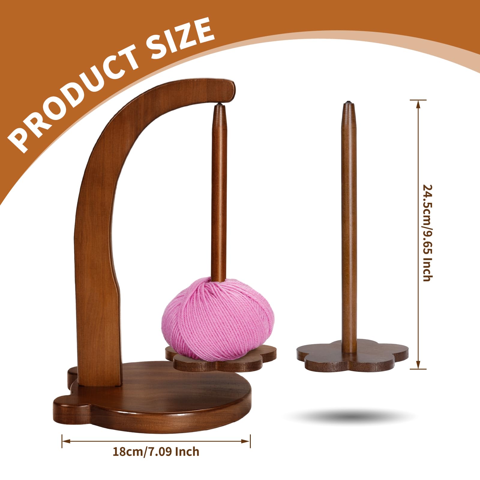 HanaWood Yarn Holder for Knitting and Crocheting,Crochet Gift for Knitting Lovers,Wooden Yarn Spinner for Crocheting,yarn ball holder for knitting
