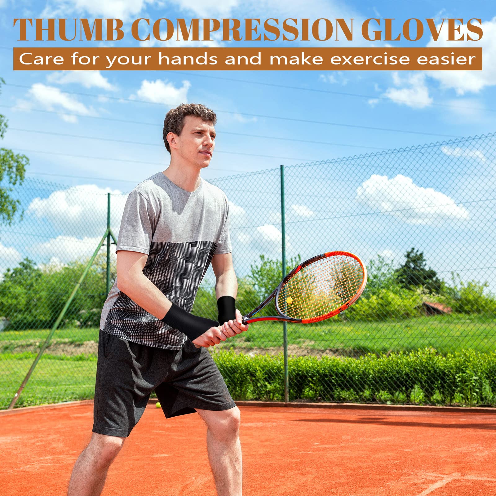 Chivao 3 Pairs Thumb Compression Gloves Wrist Brace Gloves Wrist Support Fingerless Glove Thumb Arthritis Compression Sleeve with Gel Pad for Wrist Joint Relieve Pain