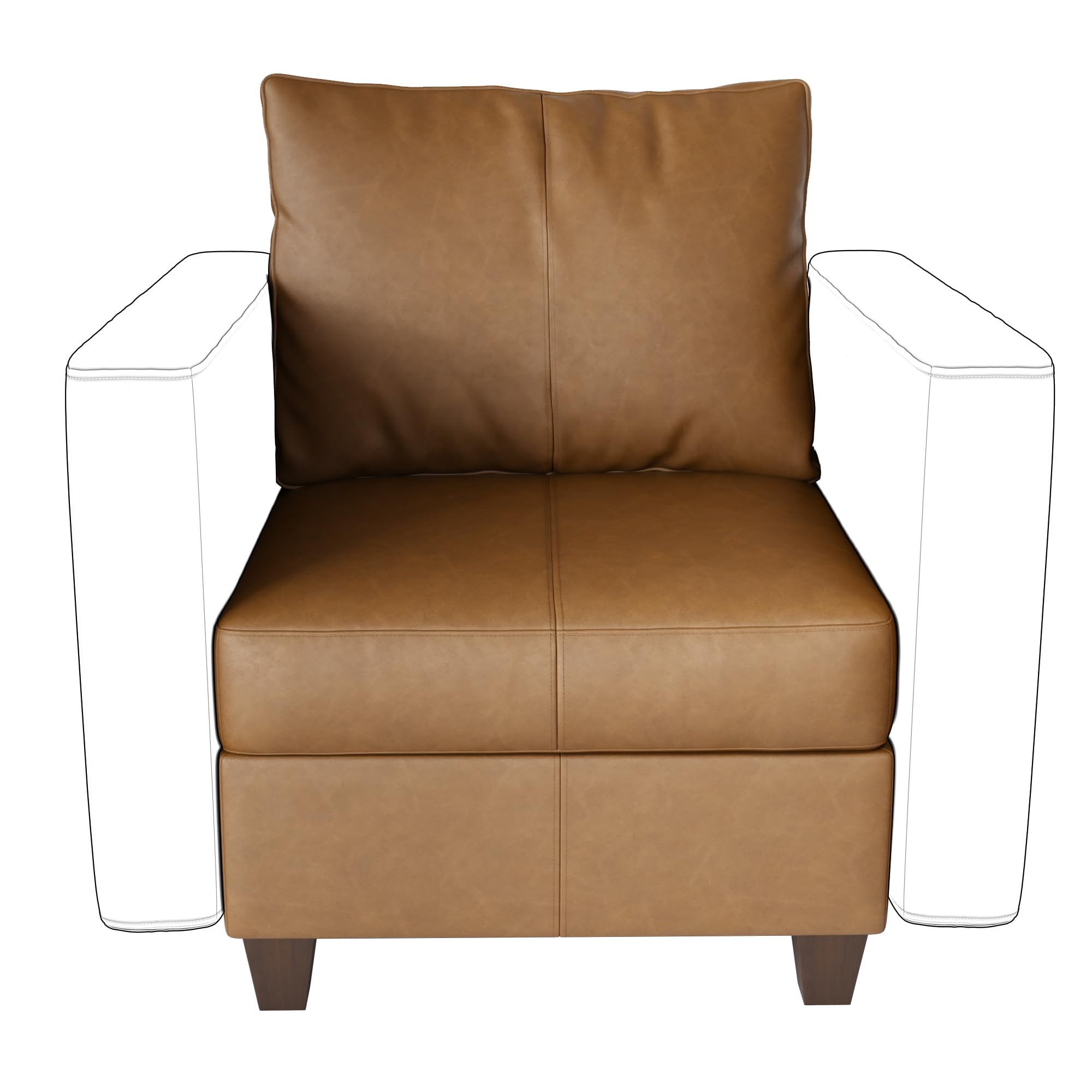 EASE MOOSE Middle Module Seat for Modular Sofa, Faux Leather Armless Chair Sectional Sofa Couch with Storage