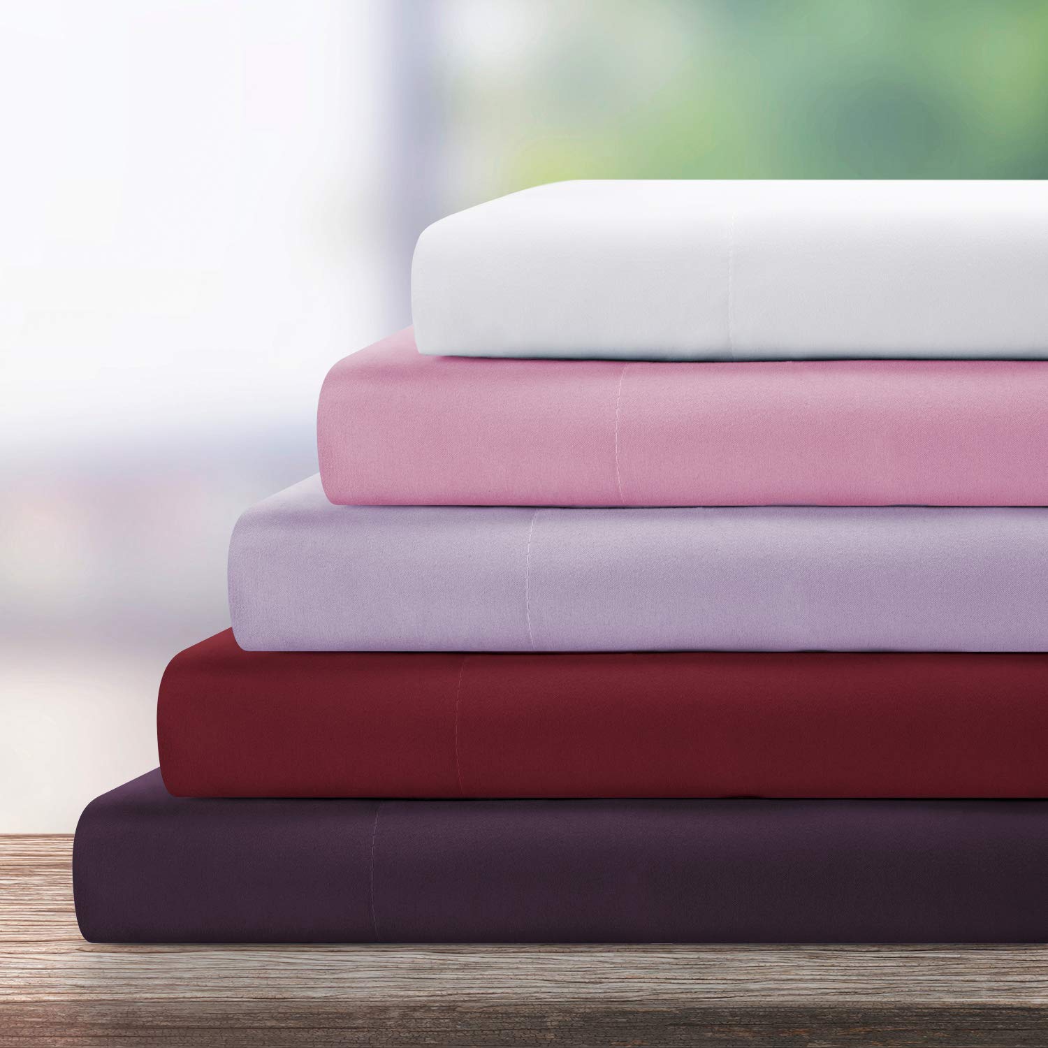 BYSURE 6 Pieces Bed Sheets Set(Full, Light Pink) - Super Soft 1800 Thread Count 100% Microfiber Sheets with Deep Pockets, Wrinkle & Fade Resistant